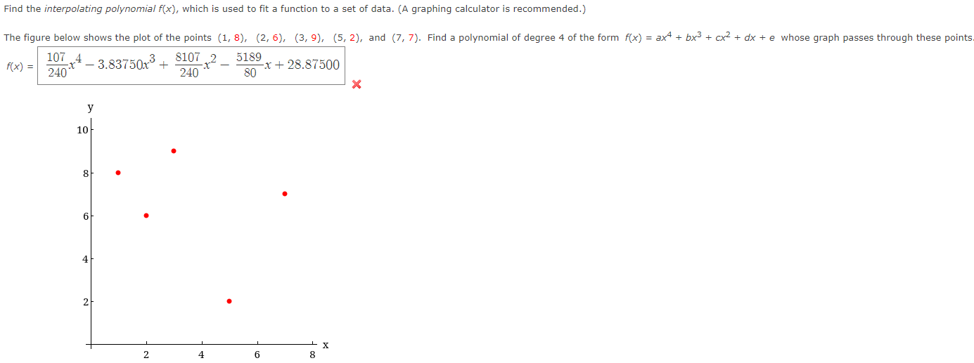 Solved Find the interpolating polynomial f(x), ﻿which is | Chegg.com
