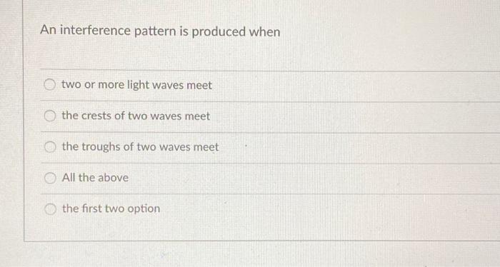 Solved An interference pattern is produced when two or | Chegg.com