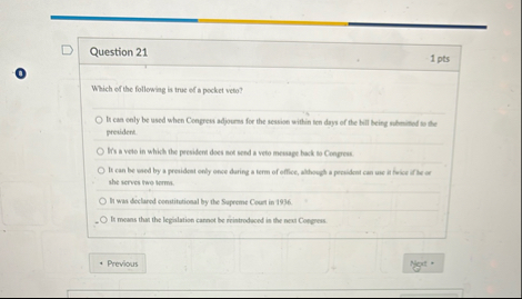 Solved Question 211 ﻿ptsWhich of the following is true of a | Chegg.com