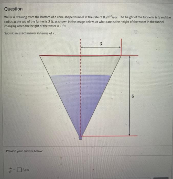 Solved Question Water is draining from the bottom of a | Chegg.com