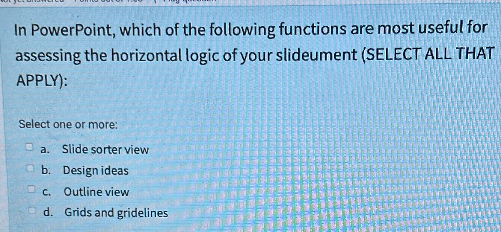 Solved In PowerPoint, which of the following functions are | Chegg.com