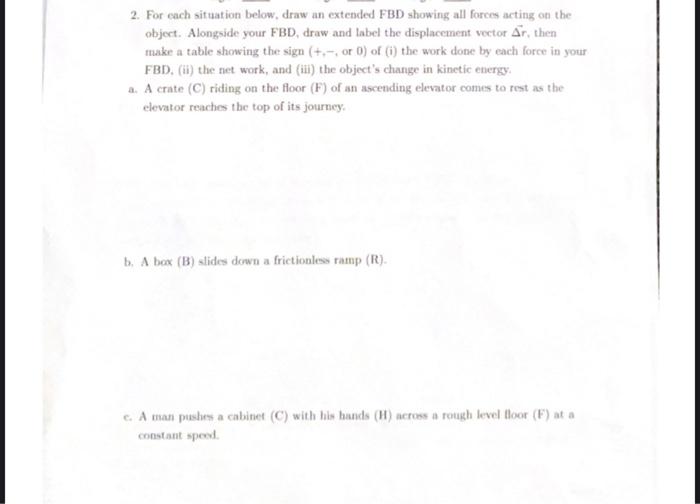 Solved 2. For each situation below, draw an extended FBD | Chegg.com