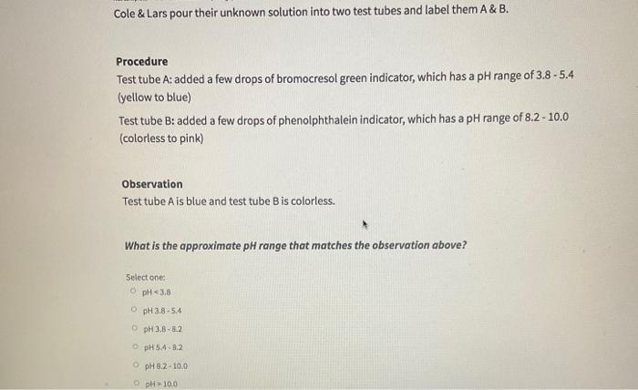 Solved Cole \& Lars pour their unknown solution into two | Chegg.com