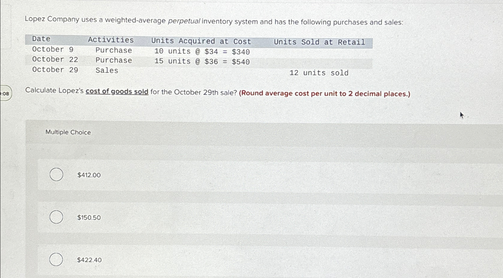 Solved Lopez Company uses a weighted-average perpetual | Chegg.com