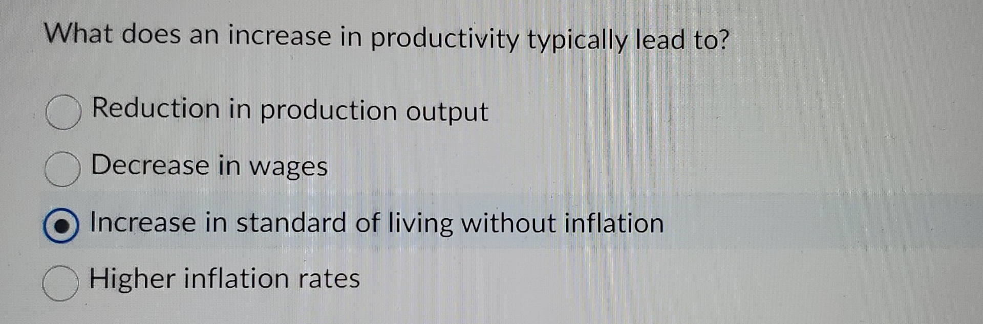Solved What does an increase in productivity typically lead | Chegg.com