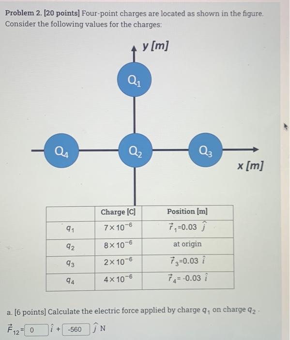 Solved Problem 2. [20 points] Four-point charges are located | Chegg.com