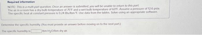 Solved Required informotion NOTE: This is a multi part | Chegg.com