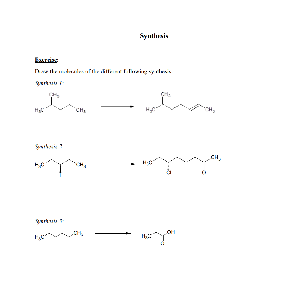 Solved Given a set of three molecules to synthesize and the | Chegg.com
