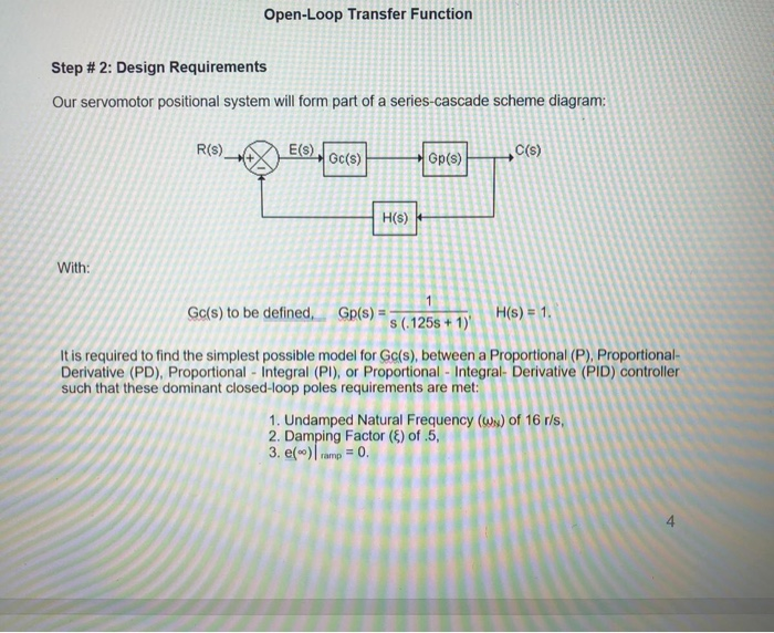 Solved Open-Loop Transfer Function Step # 2: Design | Chegg.com
