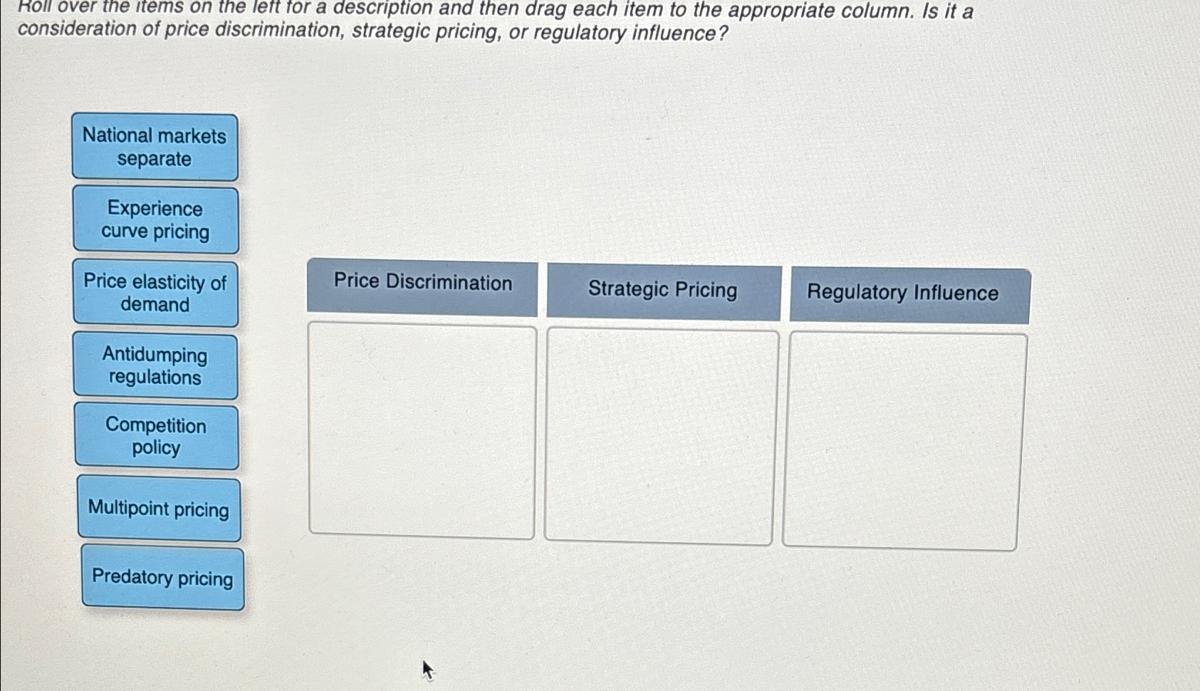 Solved Roll over the items on the left for a description and | Chegg.com