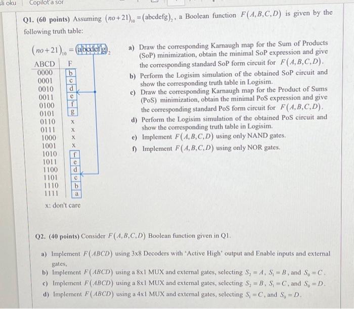 Solved Q1. (60 points) Assuming (no+21)10=( abcdefg )2, a | Chegg.com