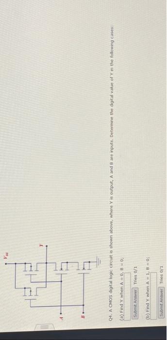 Solved Q4. A CMOS digital logic circuit is shown above, | Chegg.com
