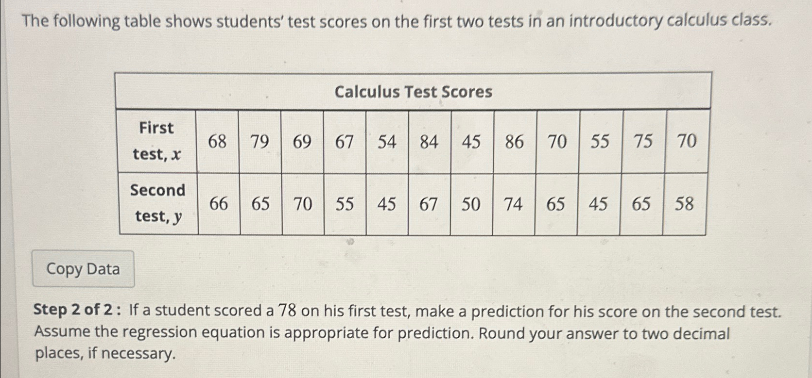 Solved The following table shows students' test scores on | Chegg.com