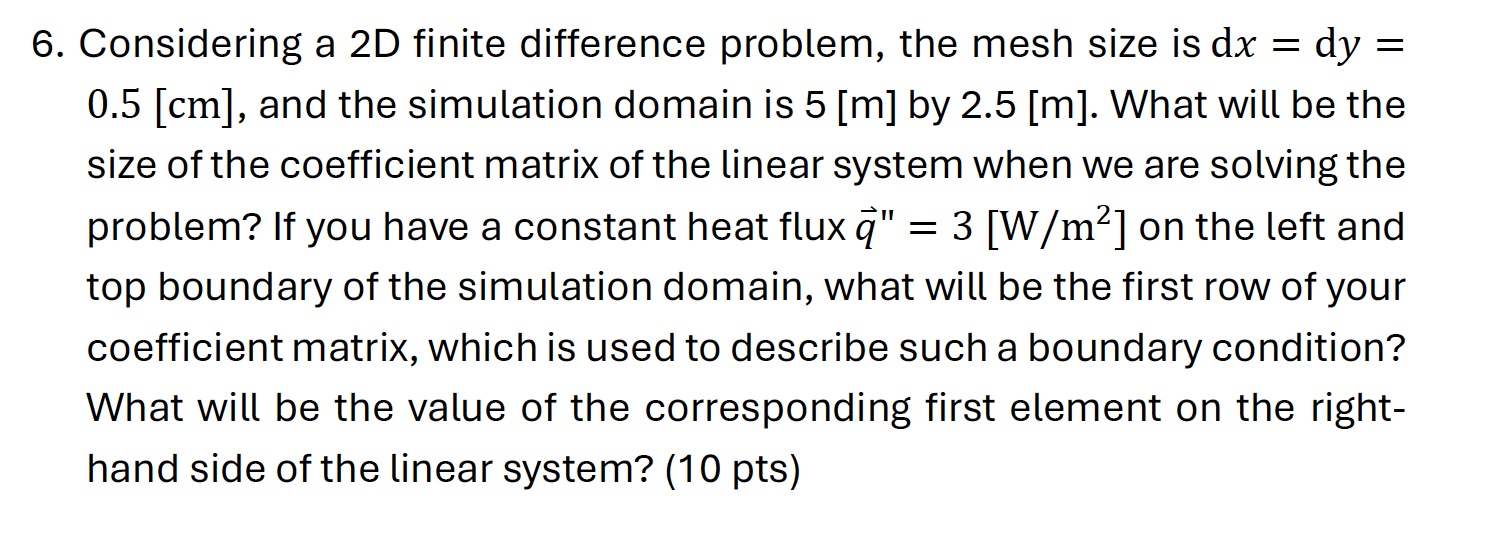 Solved Considering a 2D finite difference problem, the mesh | Chegg.com