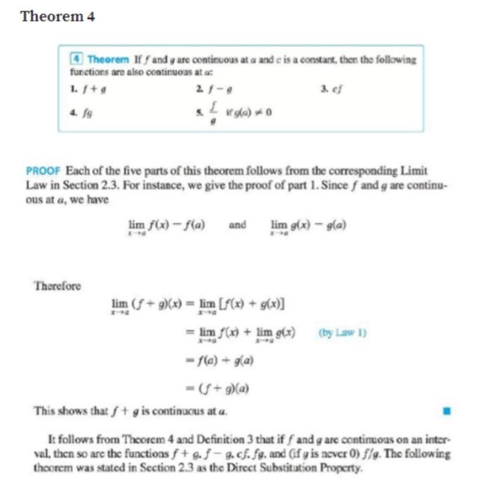 Solved 4. Use the definition of continuity and limit laws to | Chegg.com