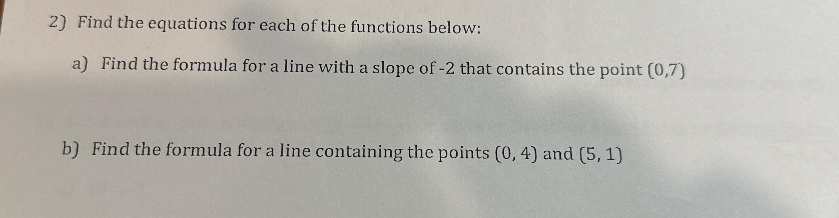Solved Find the equations for each of the functions below:a) | Chegg.com