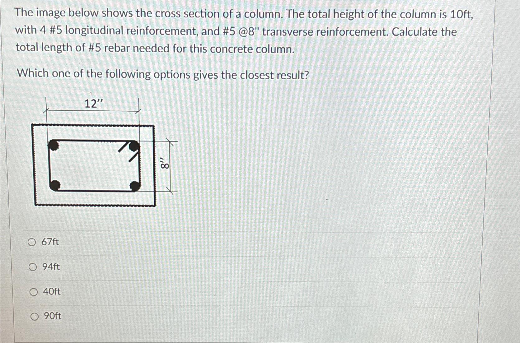 Solved The image below shows the cross section of a column. | Chegg.com