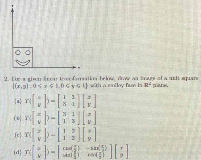 Solved 2. For a given linear transformation below, draw an | Chegg.com