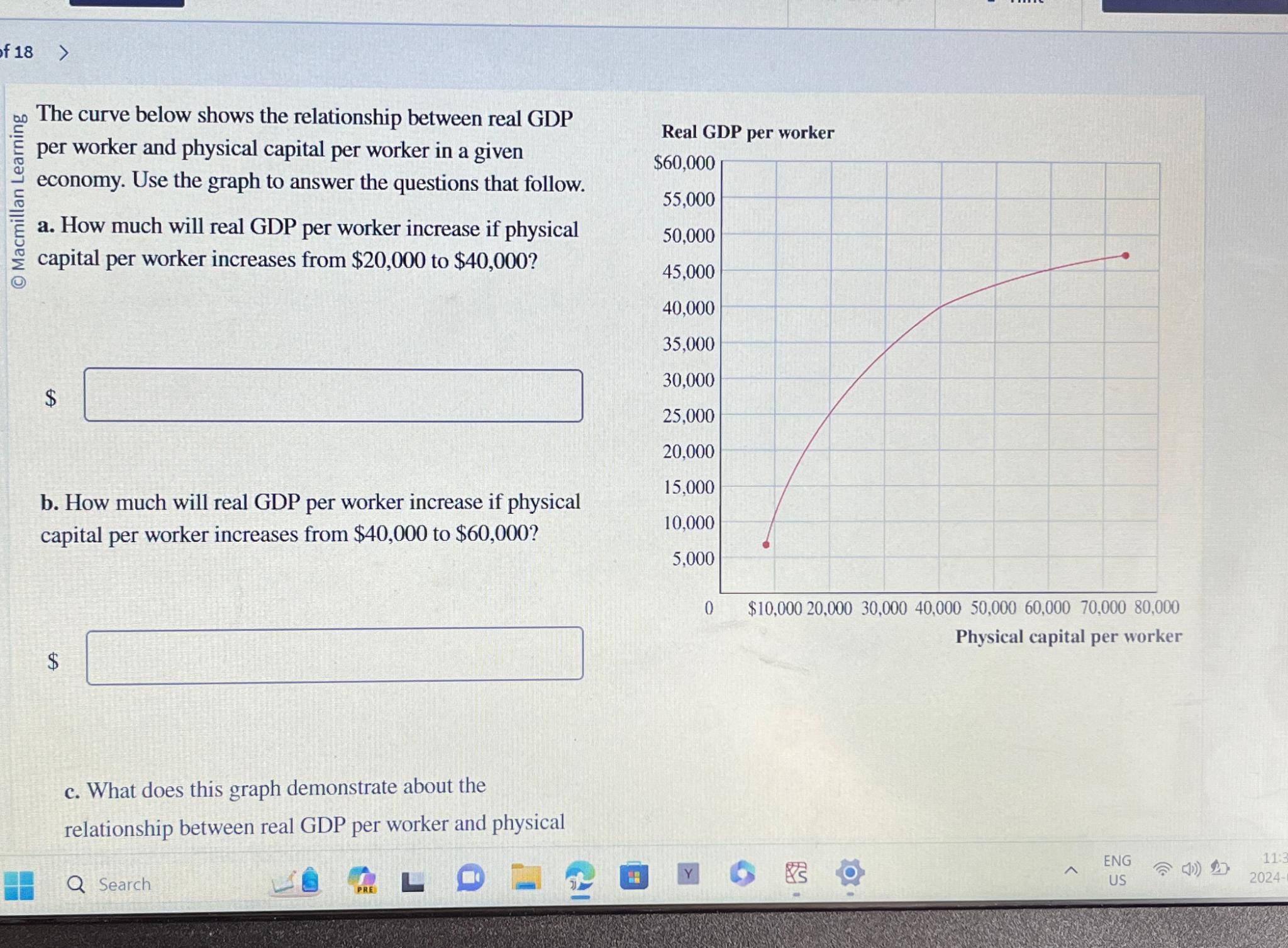 Solved 18The curve below shows the relationship between real | Chegg.com