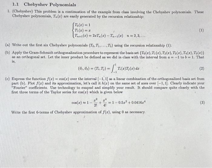 Solved 1. (Chebyshev) This problem is a continuation of the | Chegg.com