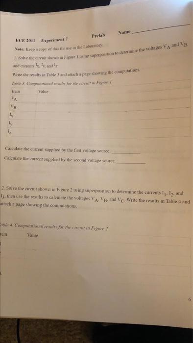 Name Prelab ECE 2011 Experiment Note: Kepay of this | Chegg.com