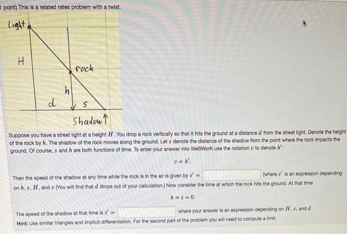 Solved point) This is a related rates problem with a twist. | Chegg.com