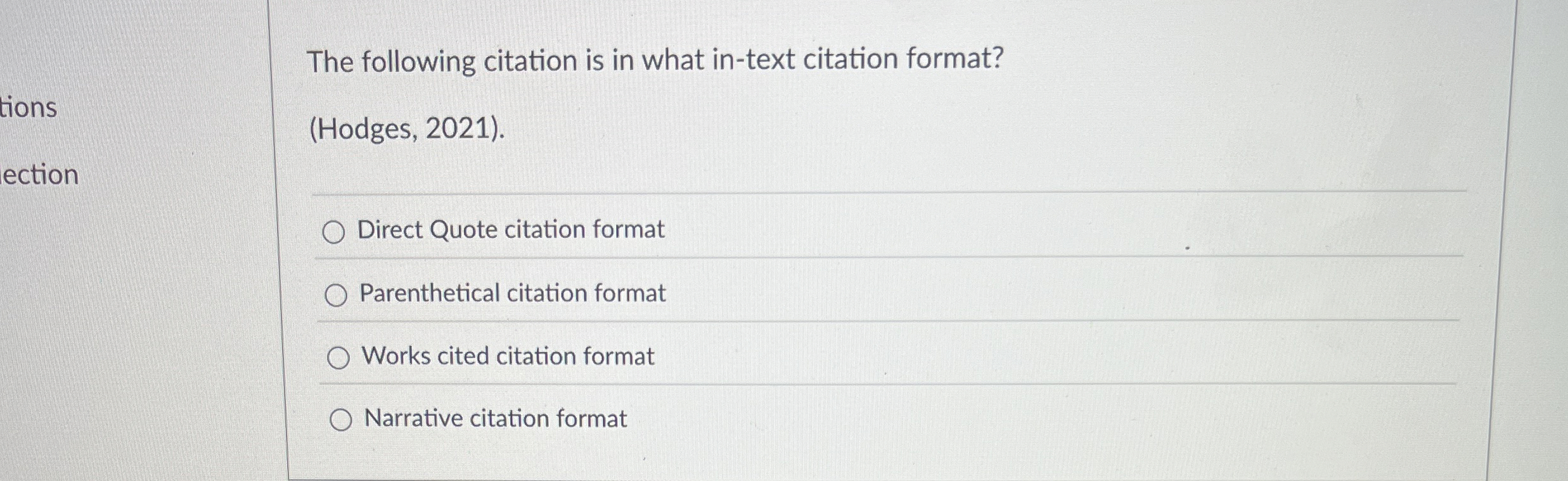 Solved The following citation is in what in-text citation | Chegg.com
