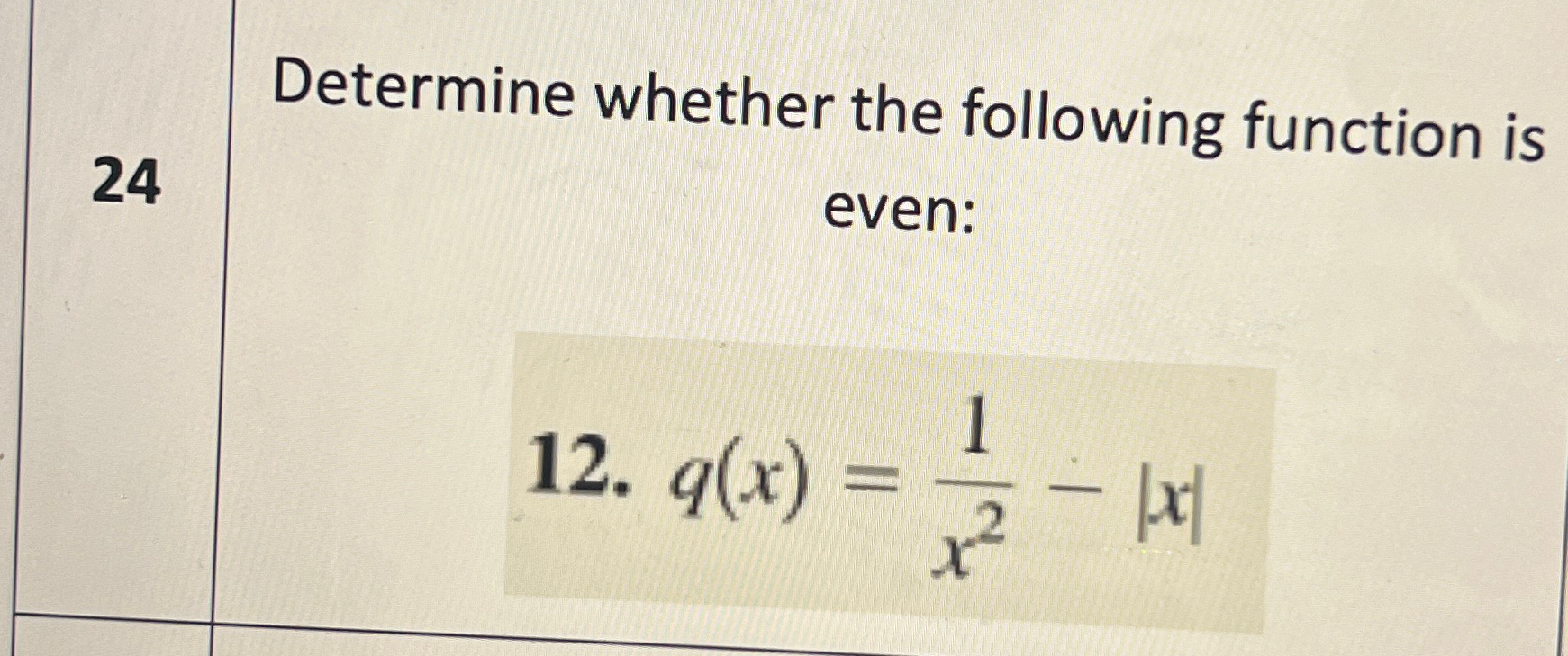 Solved Determine whether the following function | Chegg.com