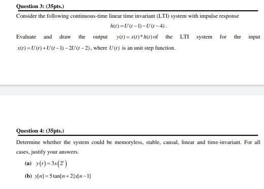 Solved Question 3: (35pts.) Consider the following | Chegg.com