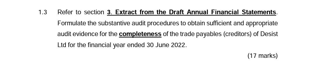 Solved 3. Extract from the Draft Annual Financial Statements | Chegg.com