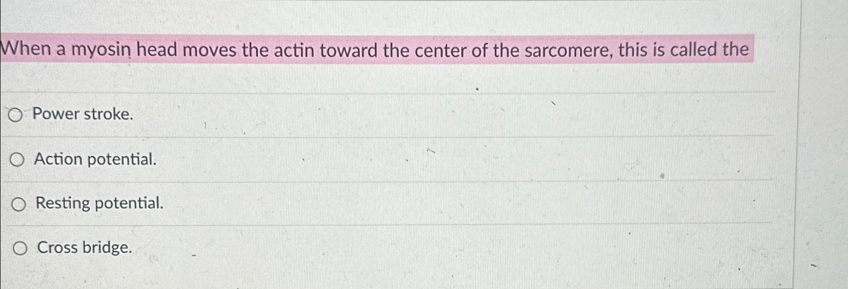 Solved When a myosin head moves the actin toward the center | Chegg.com