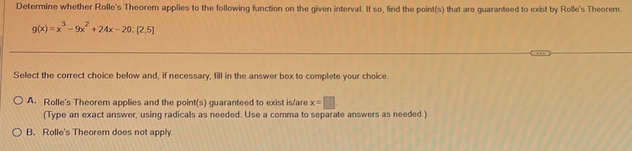 Solved Determine whether Rolle's Theorem applies to the | Chegg.com
