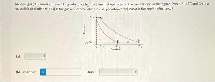 Solved An ideal gas (3.00 mol) is the working substance in | Chegg.com