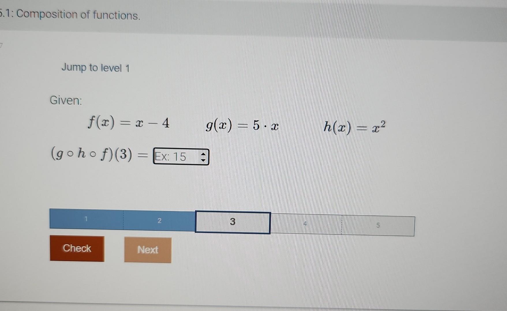 Solved 5.1: Composition of functions. Jump to level 1 Given: | Chegg.com