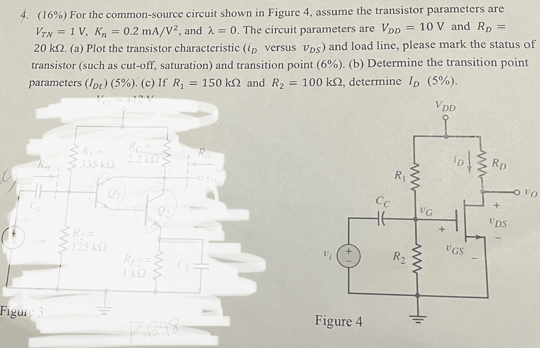 Solved (16%) ﻿For the common-source circuit shown in Figure | Chegg.com