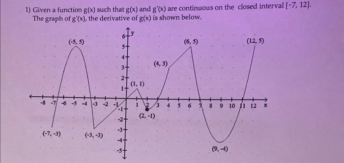 Solved 1 Given A Function G X Such That G X And G′ X Are