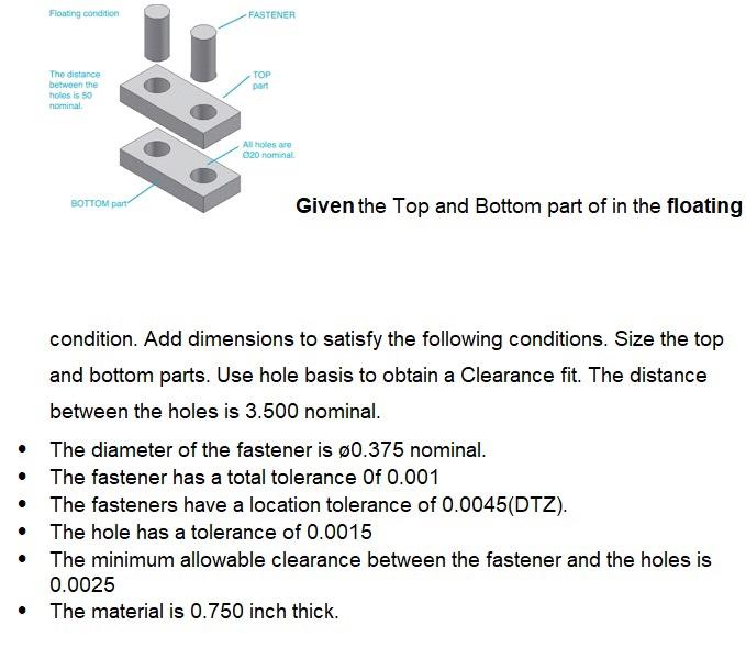 Solved Floating condition FASTENER TOP port The distance | Chegg.com