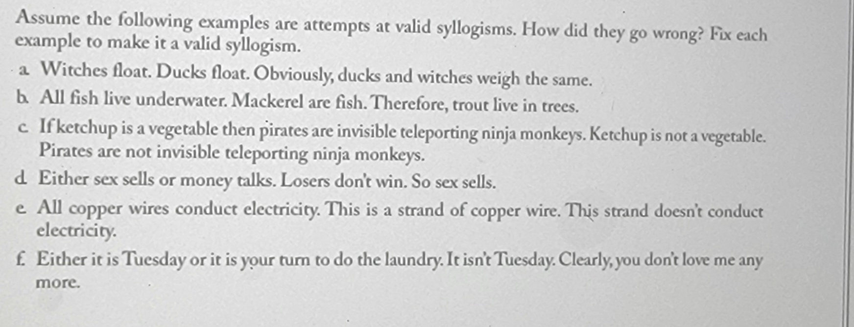 Assume the following examples are attempts at valid | Chegg.com