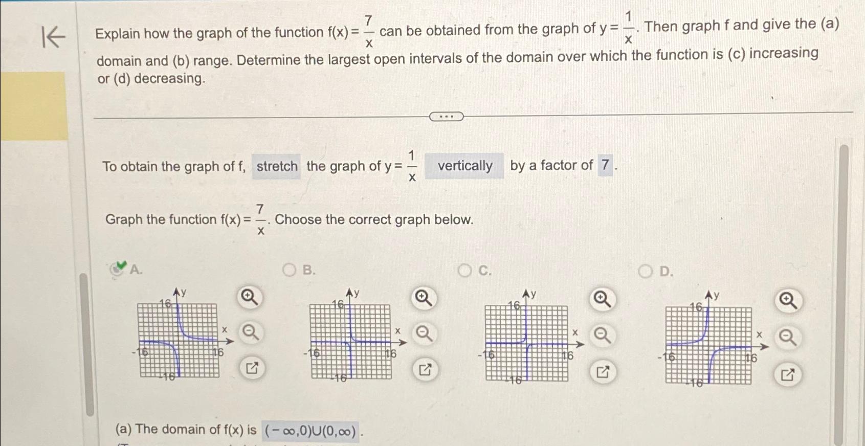 Solved Explain how the graph of the function f(x)=7x ﻿can be | Chegg.com