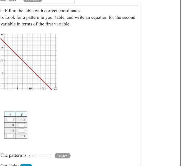Solved a. Fill in the table with correct coordinates. b. | Chegg.com