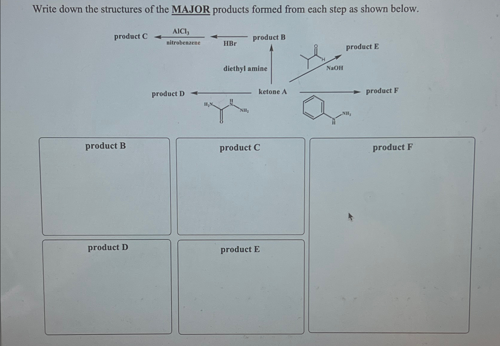 Write down the structures of the MAJOR products | Chegg.com