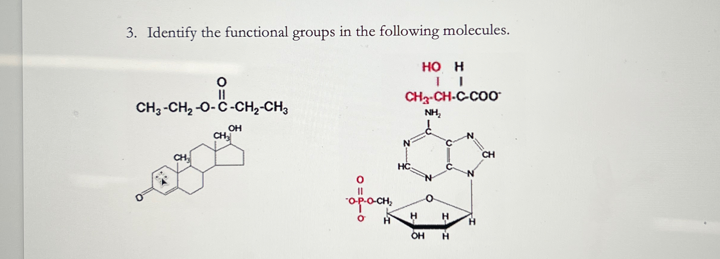 Solved Identify the functional groups in the following | Chegg.com