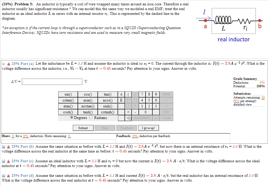 Solved (10%) ﻿Problem 3: An inductor is typically a coil of | Chegg.com
