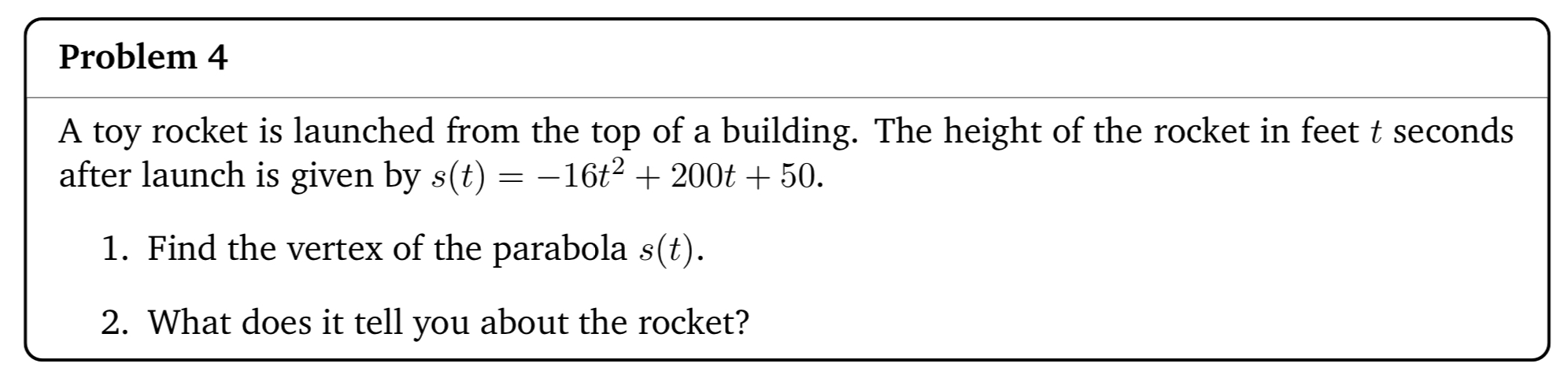 Solved Problem 4A toy rocket is launched from the top of a | Chegg.com