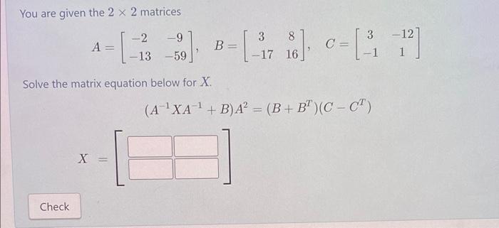 Solved You are given the 2×2 matrices | Chegg.com