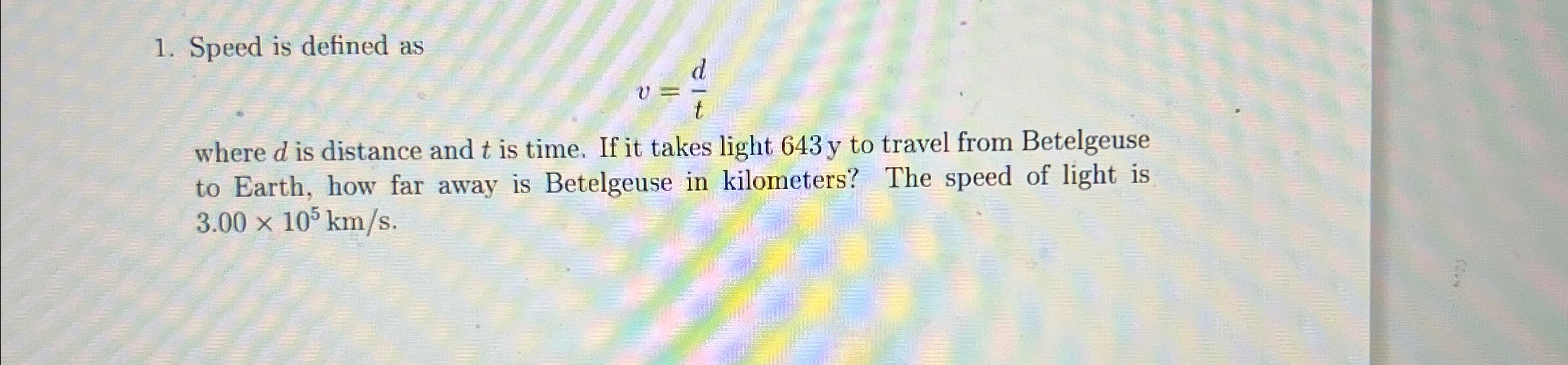 Solved Speed is defined asv=dtwhere d ﻿is distance and t ﻿is | Chegg.com