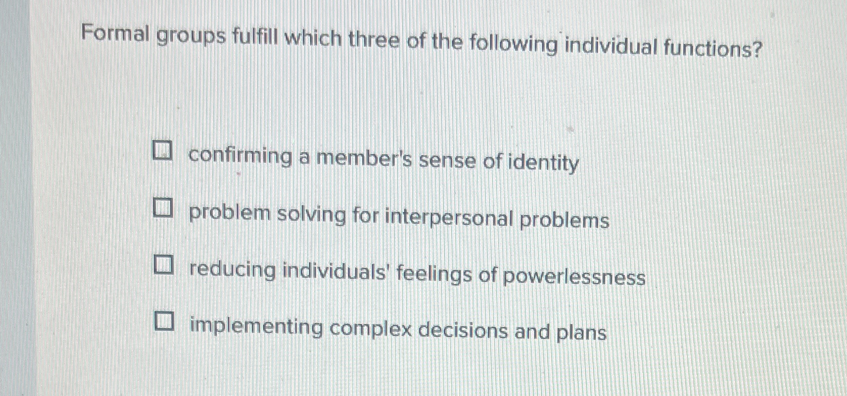 Solved Formal groups fulfill which three of the following | Chegg.com