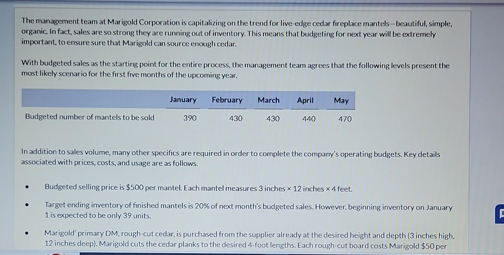 Solved The management team at Marigold Corporation is | Chegg.com