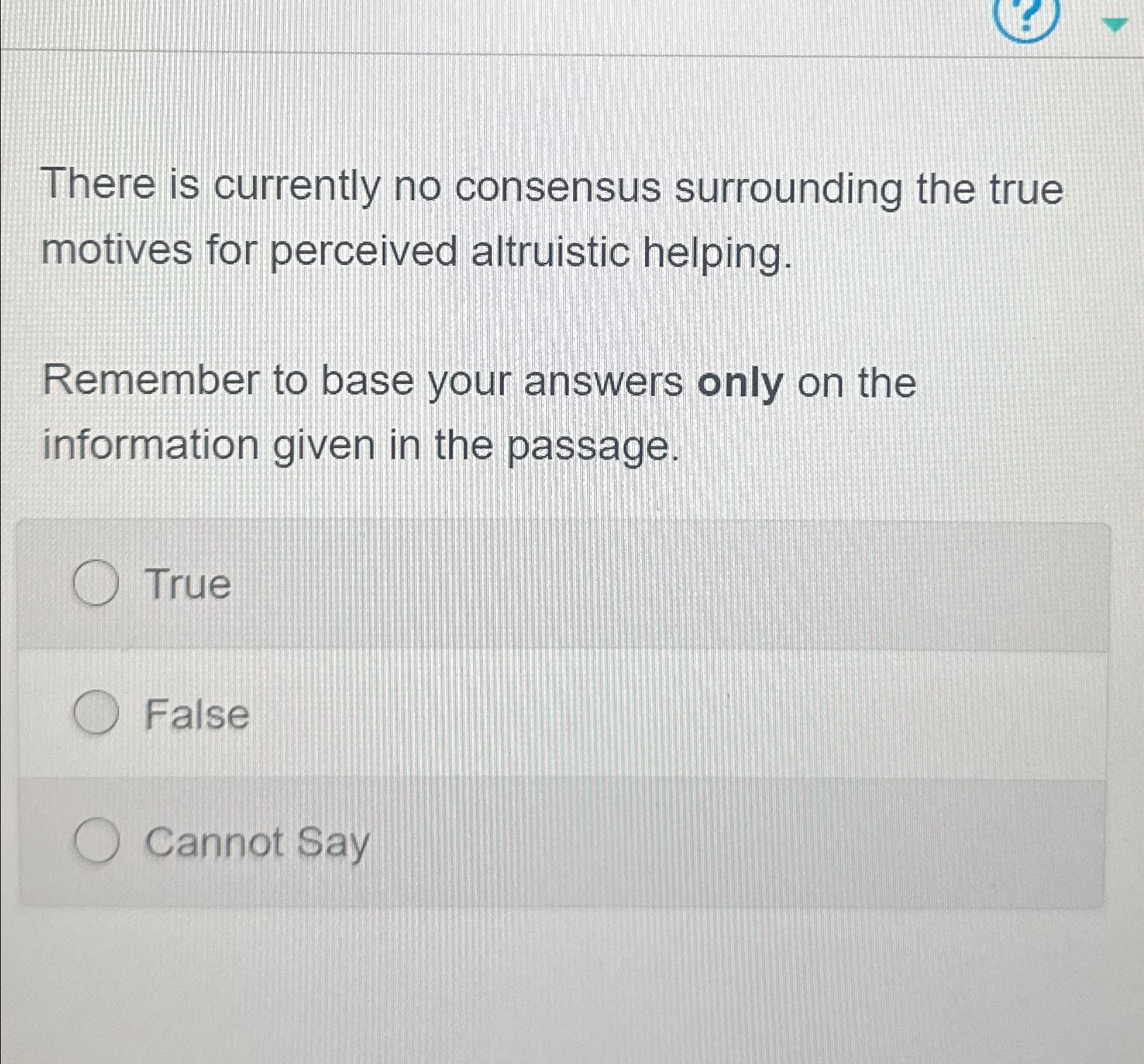 Solved There is currently no consensus surrounding the true | Chegg.com