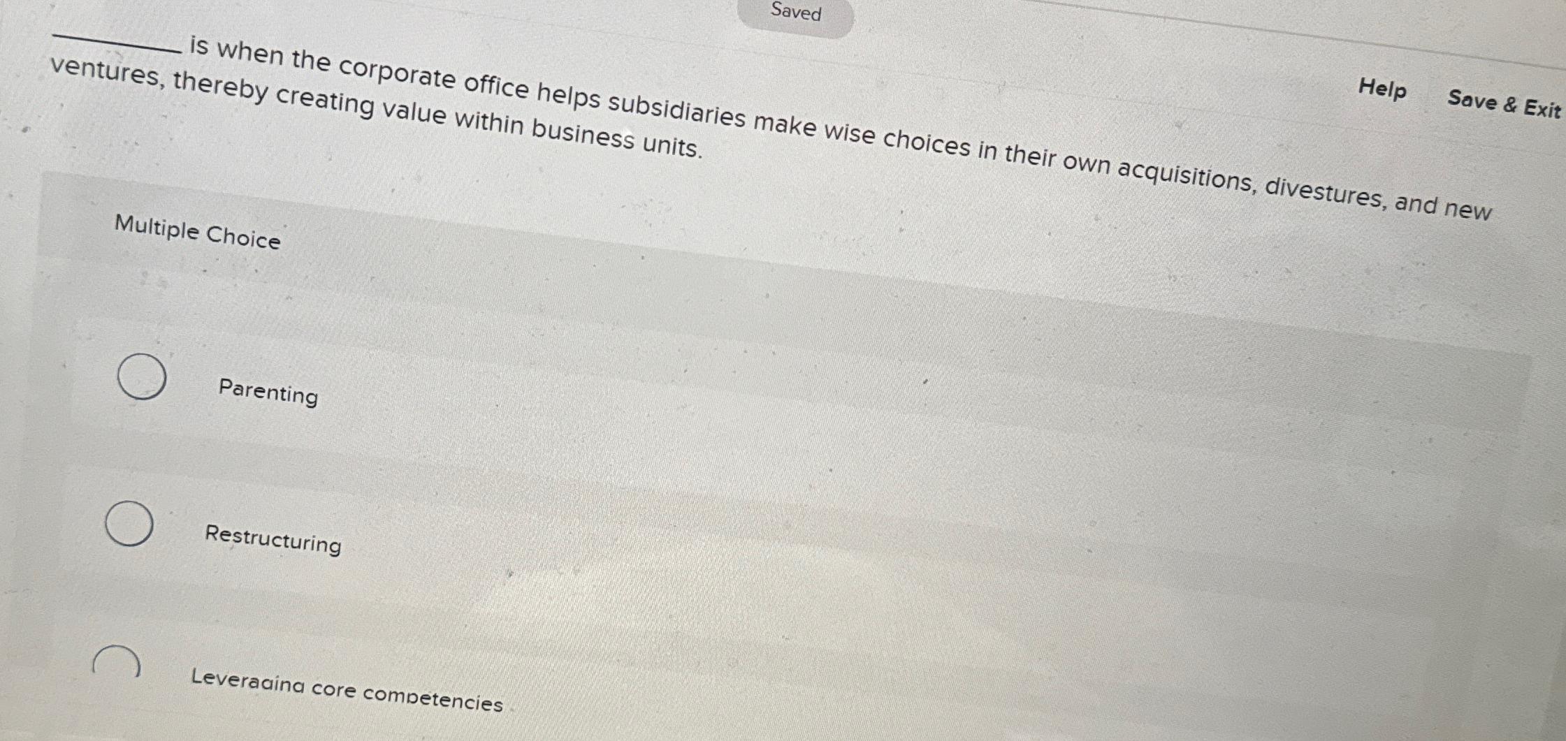 Solved ventures, thereby creating value within business | Chegg.com